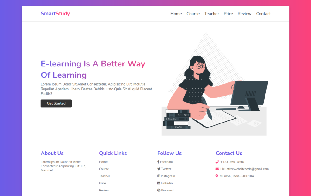 Online Education Website Design Using Html Css Js Multi Pages Website Design 100 Free Source